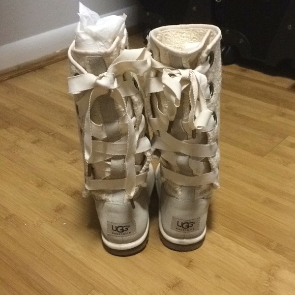 UGG | Shoes | Heirloom Uggs Creme Cream Laceup Back Ugg Boots | Poshmark